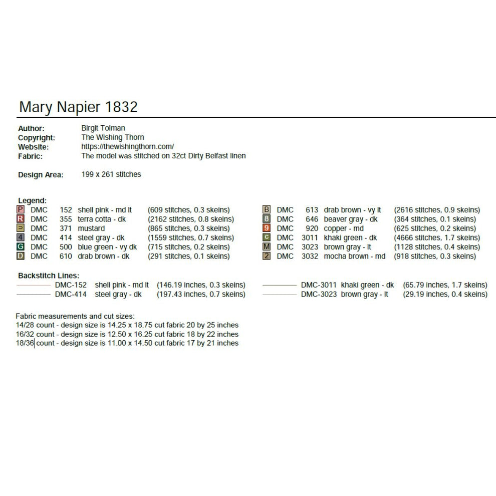 Mary Napier 1832 Sampler Pattern PDF – The Wishing Thorn