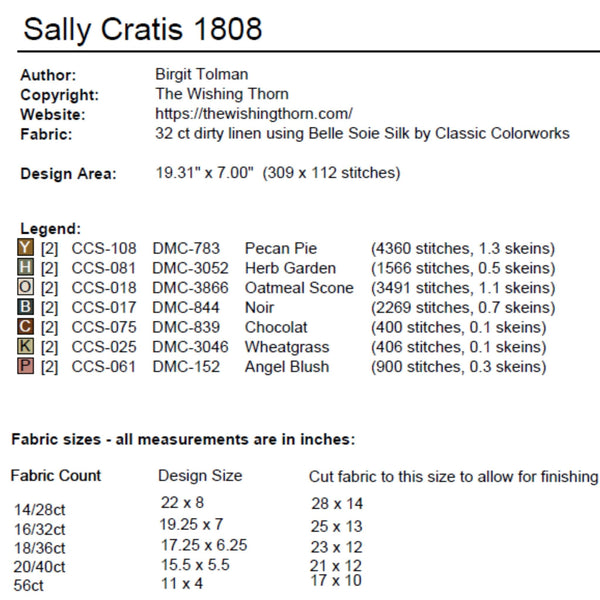 Sally Cratis Sampler Pattern 1808 – The Wishing Thorn