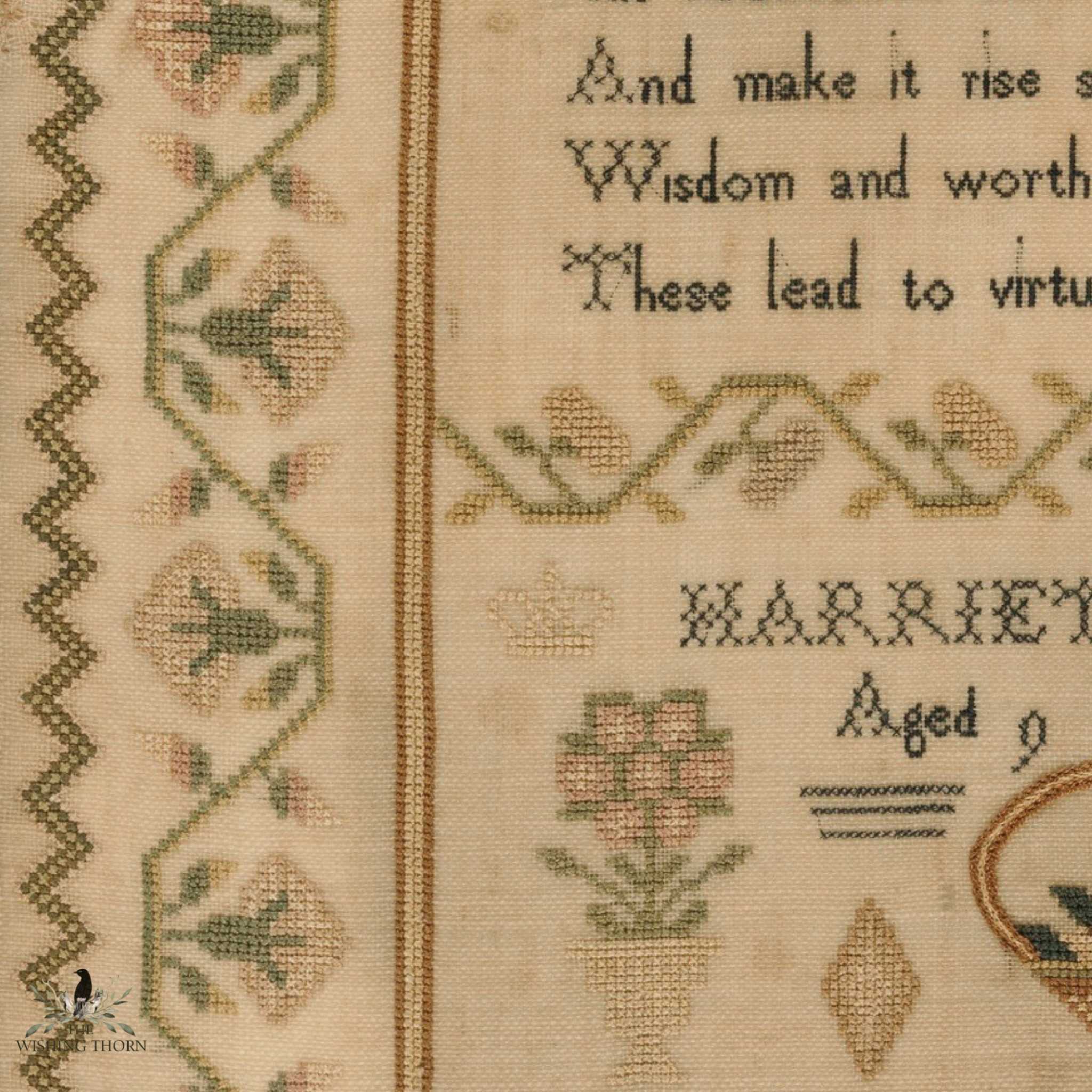 Harriet Mc Ewen 1830 Sampler Pattern PDF – The Wishing Thorn